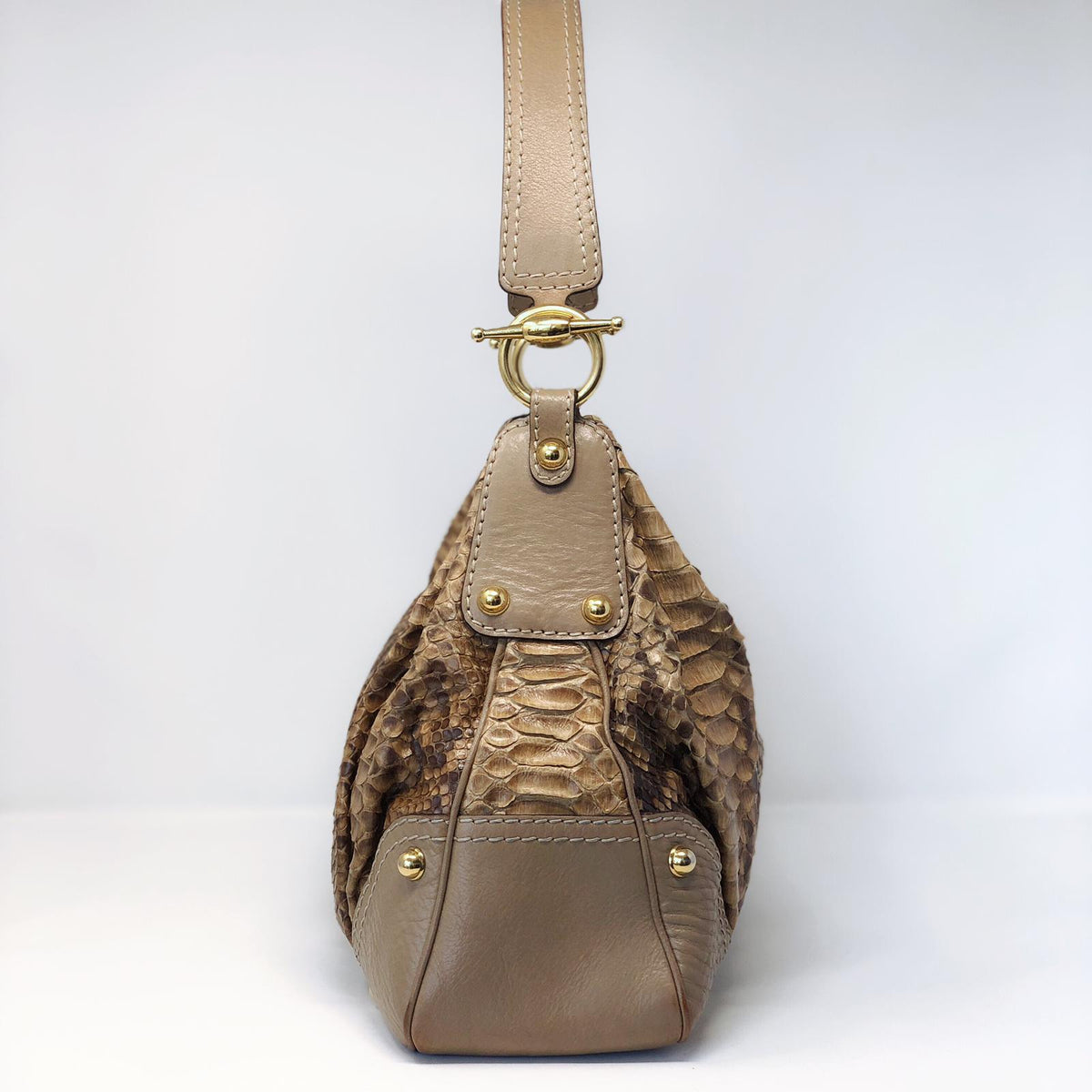 Gucci Brown Python Jockey Shoulder Bag | Jadore Couture