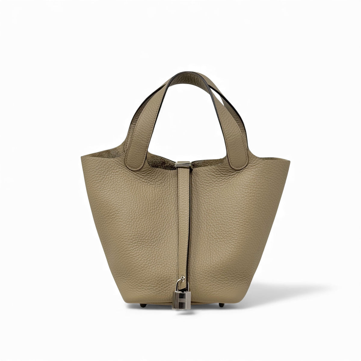 Hermes Beige Marfa Clemence Picotin 18 | Jadore Couture