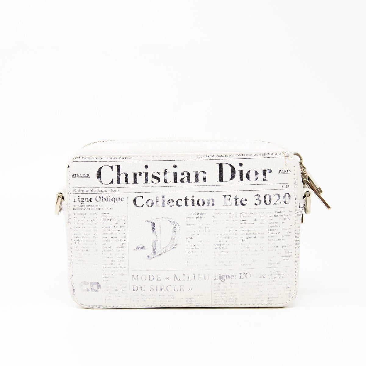 Dior White Double Zip Newspaper Pouch | Jadore Couture